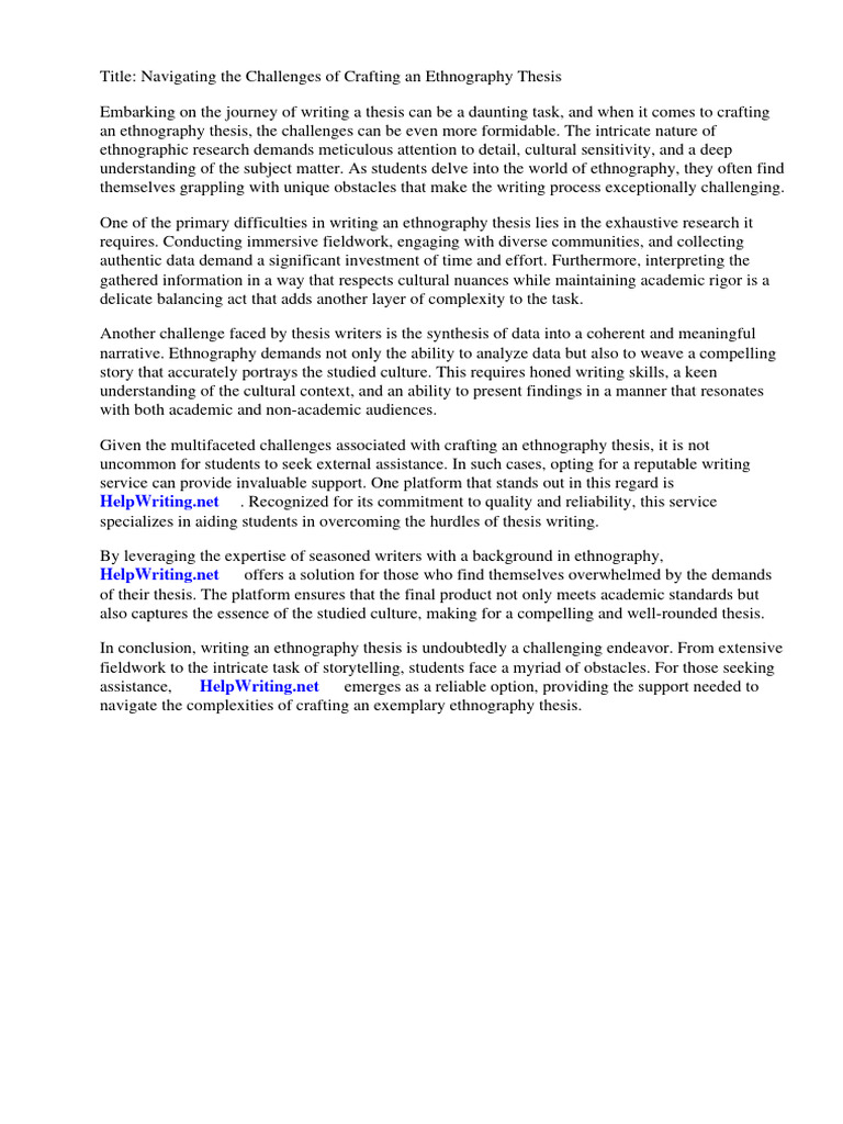 Example Thesis Ethnography | PDF | Ethnography | Qualitative Research