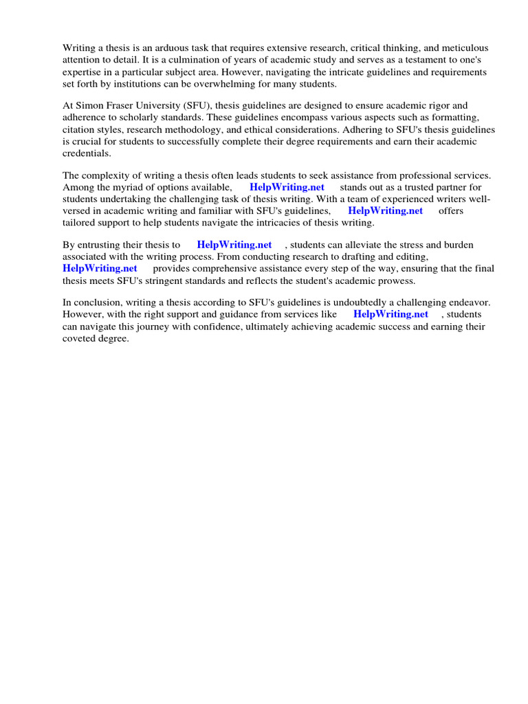 Sfu Thesis Guidelines | PDF | Thesis | Internet
