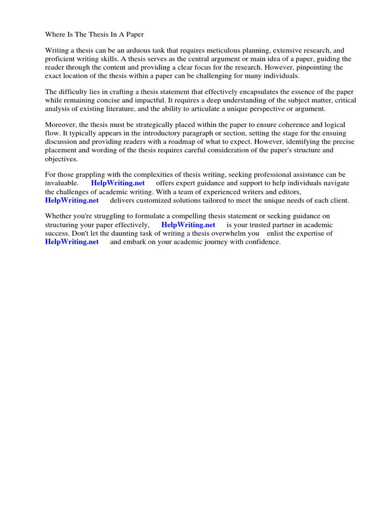 Finding Your Thesis Statement Location | PDF | Thesis | Expert