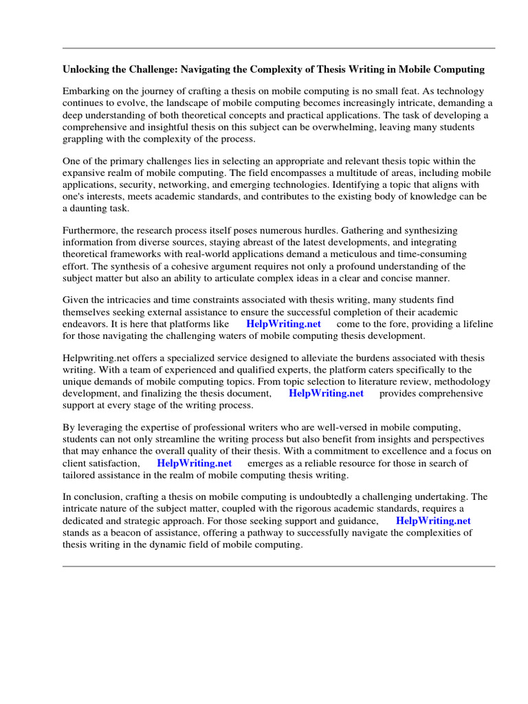 Thesis Writing Guide for Mobile Computing | PDF | Cloud Computing | Computing