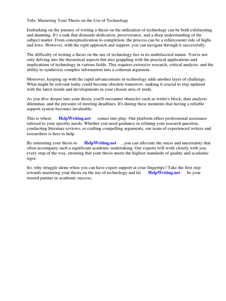 Thesis Guide: Using Technology Effectively | PDF | Tagalog Language ...