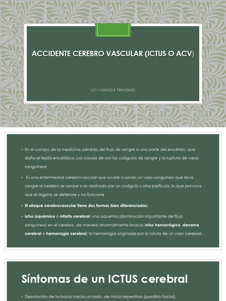 ACCIDENTE CEREBRO VASCULAR (ICTUS o ACV) | PDF