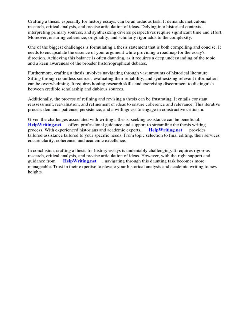 Thesis Examples For History Essays | PDF