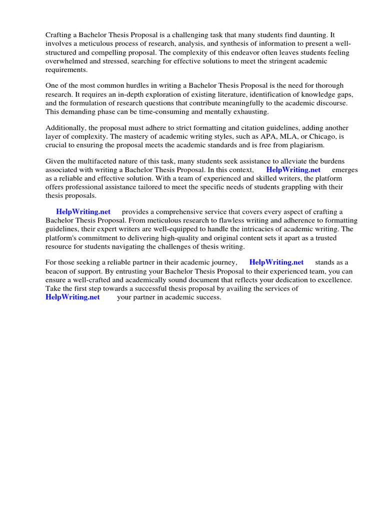 Writing A Bachelor Thesis Proposal | PDF | Thesis | Science