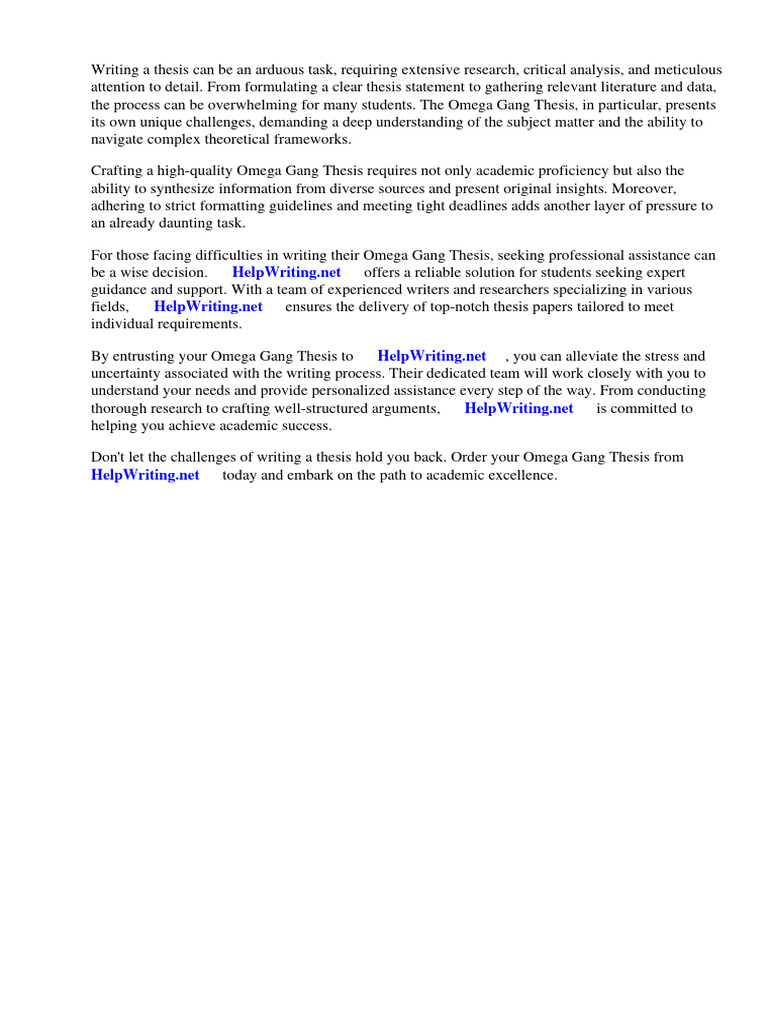 Omega Gang Thesis | PDF