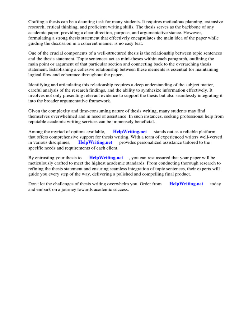 Relationship Between Topic Sentences Thesis Statement | PDF | Thesis ...