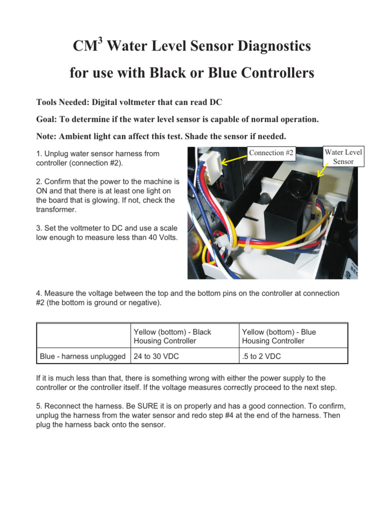 CM3 Water Level Sensor Diagnosti | PDF | Voltage | Electronic Engineering