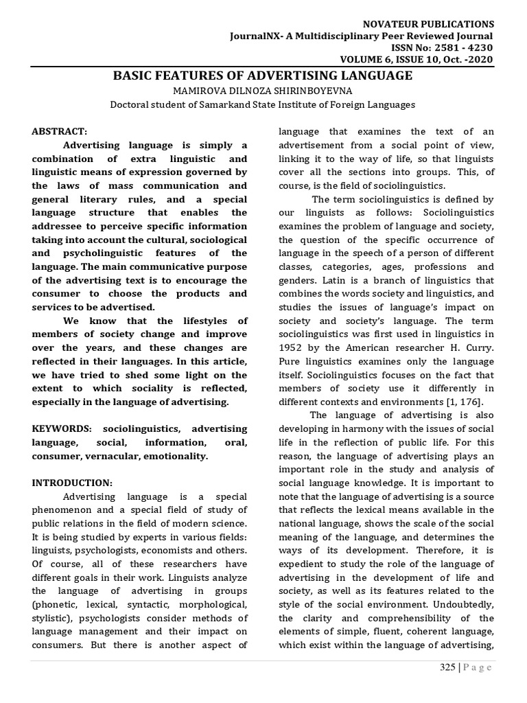 Advertising Language | PDF | Linguistics | Advertising