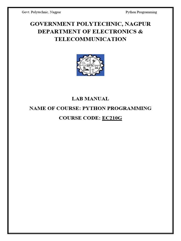 Ec210g - Lab Manual | PDF | Python (Programming Language) | Control Flow