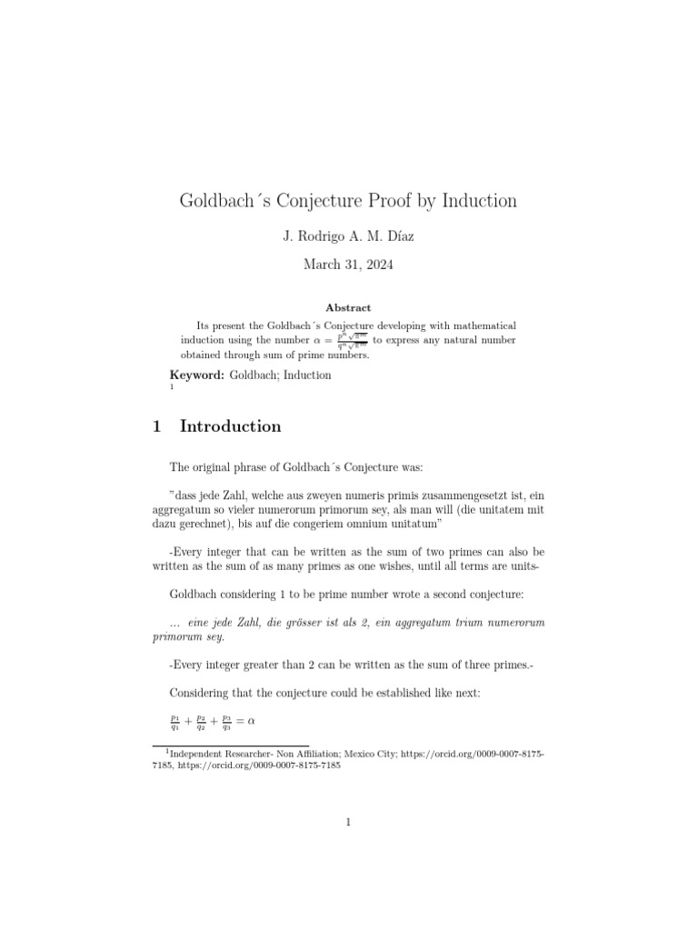 Goldbach Conjecture | Download Free PDF | Prime Number | Mathematical ...