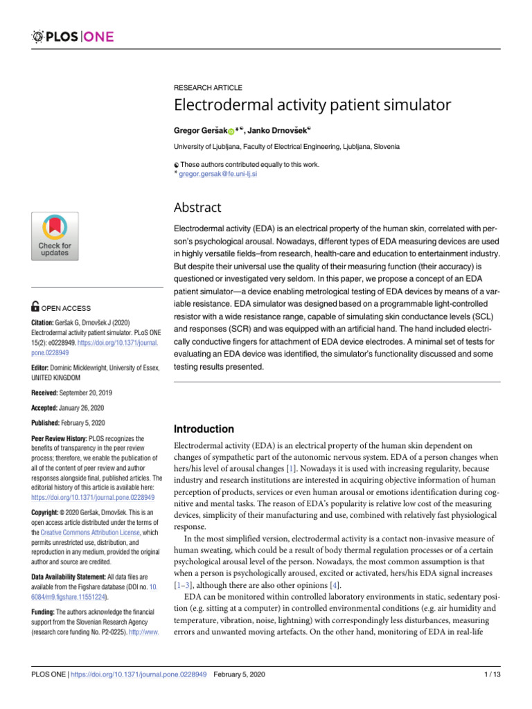 Electrodermal Activity Patient Simulator - 2019 | PDF | Simulation ...