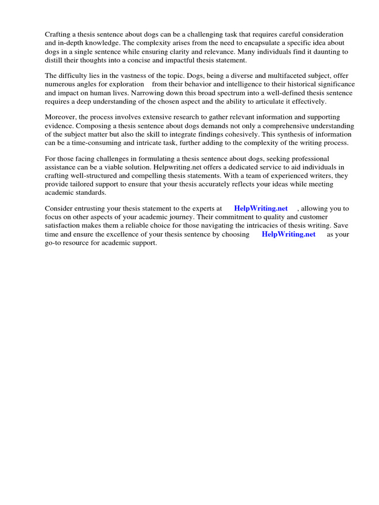 Thesis Sentence About Dogs | PDF | Dogs | Pet