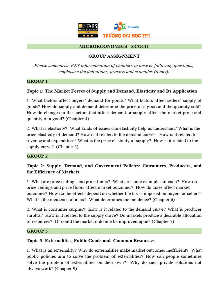 ECO111-Group Assignment-Spring 2024 | PDF | Demand | Supply (Economics)