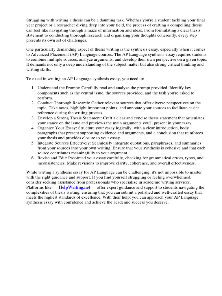 How To Write AP Language Synthesis Essay | PDF