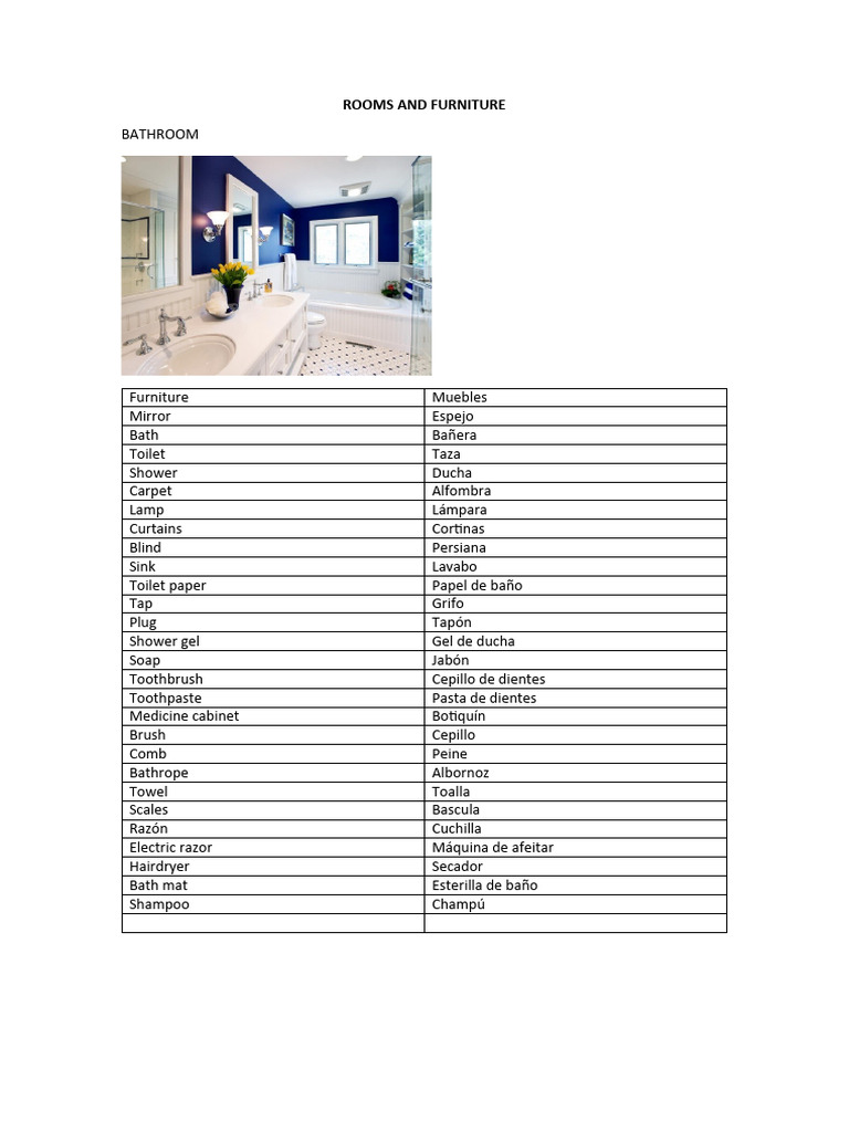 ROOMS AND FURNITURE Vocabulary b1 | PDF