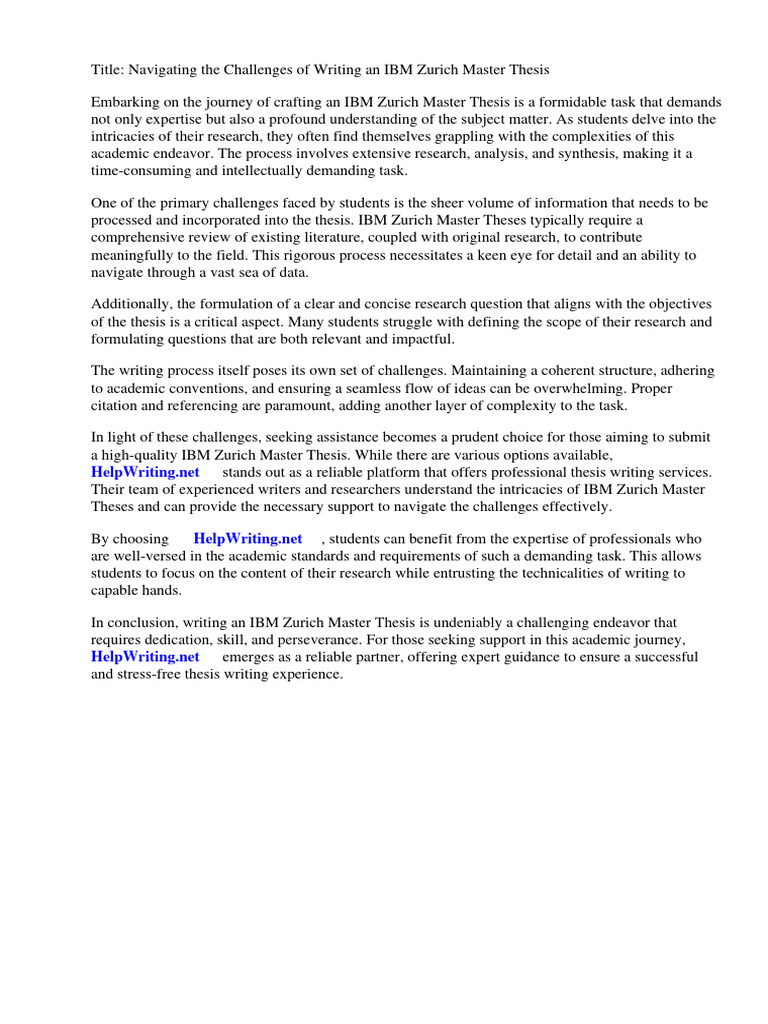 Ibm Zurich Master Thesis | Download Free PDF | Thesis | Doctor Of ...