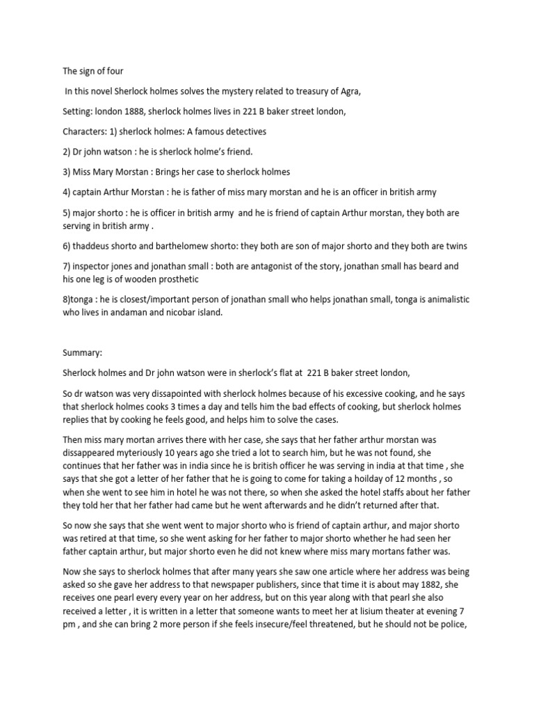 The Sign of Four | PDF | The Sign Of The Four | Minor Sherlock Holmes ...