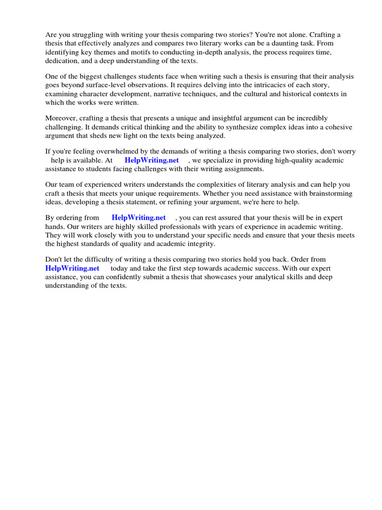 Thesis Comparing Two Stories | PDF | Essays | Thesis