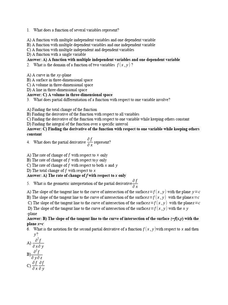 Calculus and Analytical Geometry Mcqs With Answer | PDF | Teaching ...