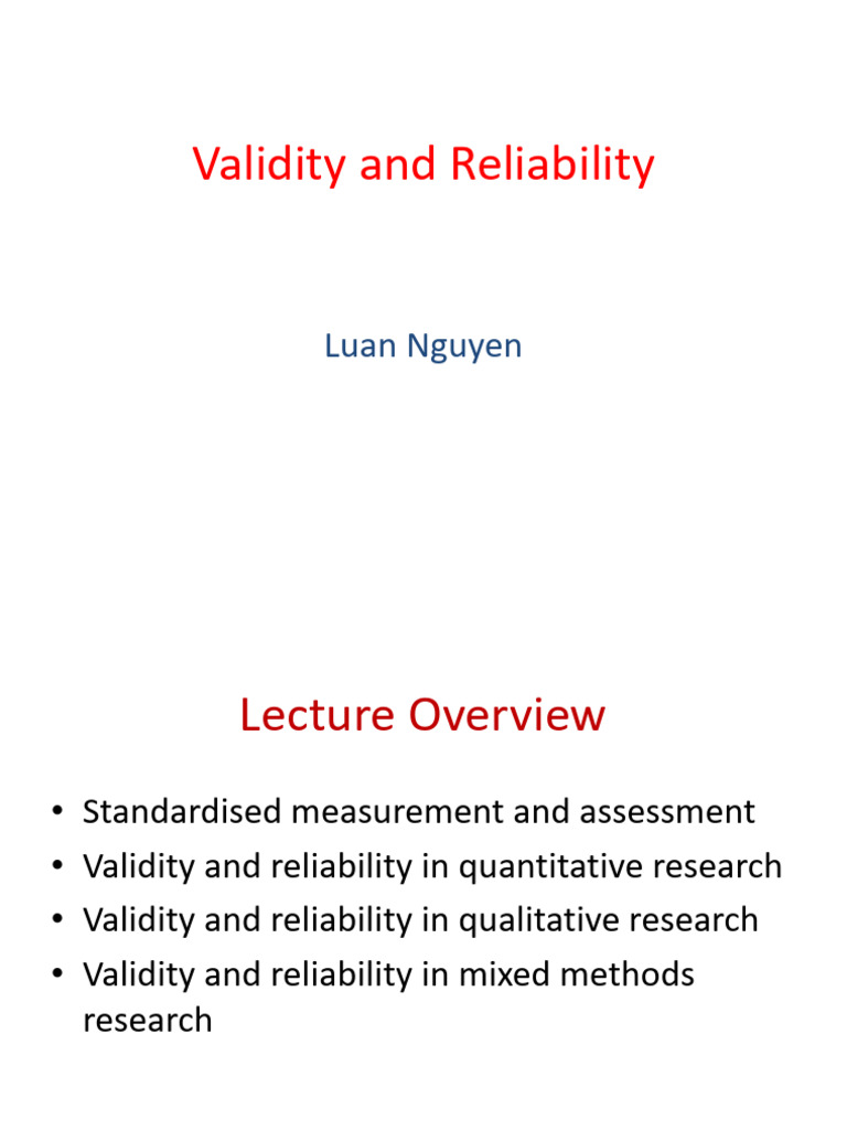 W4 Validity and Reliability | PDF | Validity (Statistics) | Methodology
