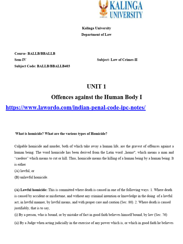Unit 1 | PDF | Mens Rea | Aiding And Abetting