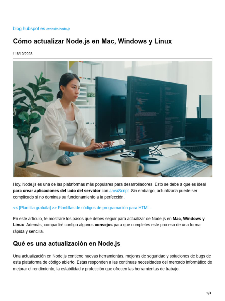 Blog - Hubspot.es-Cómo Actualizar Nodejs en Mac Windows y Linux | PDF | Software del sistema ...