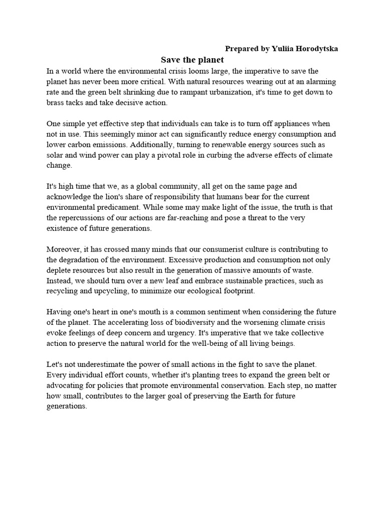 Save The Planet | PDF