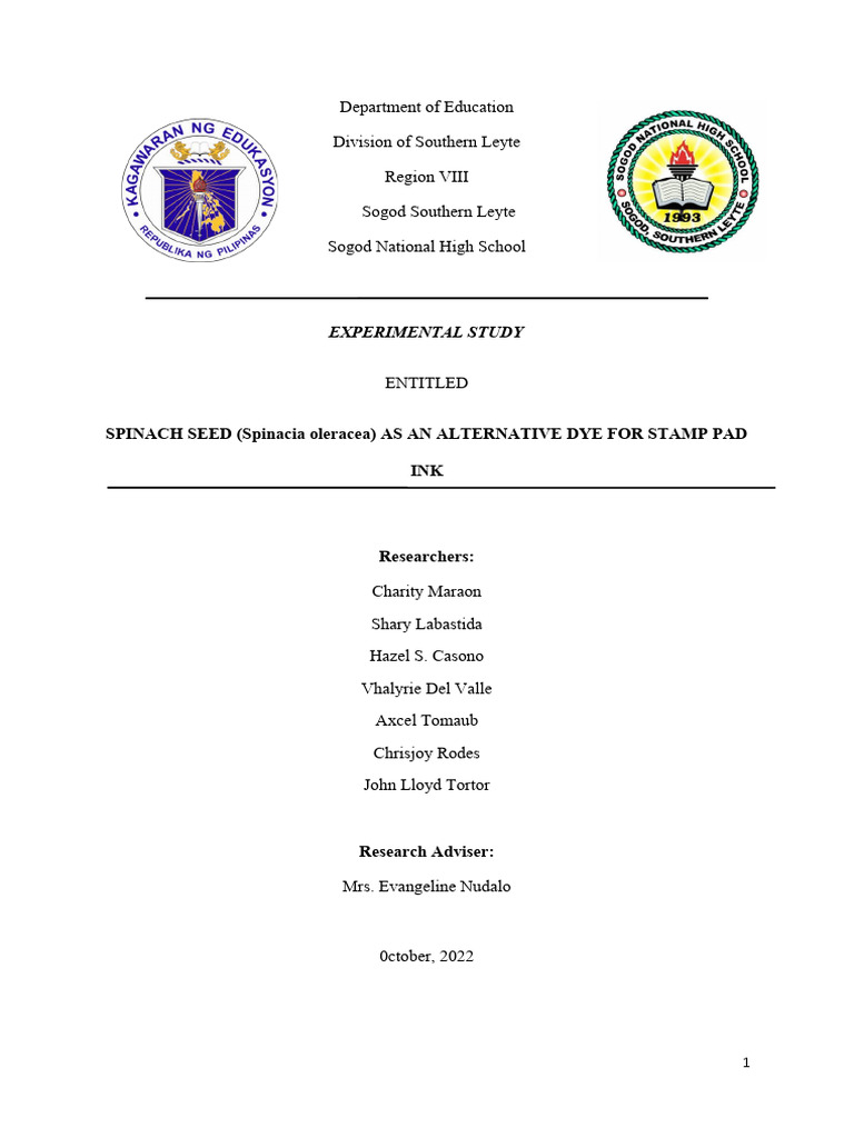 Spinach Ink - Research Proposal - Revise | PDF | Printing | Ink