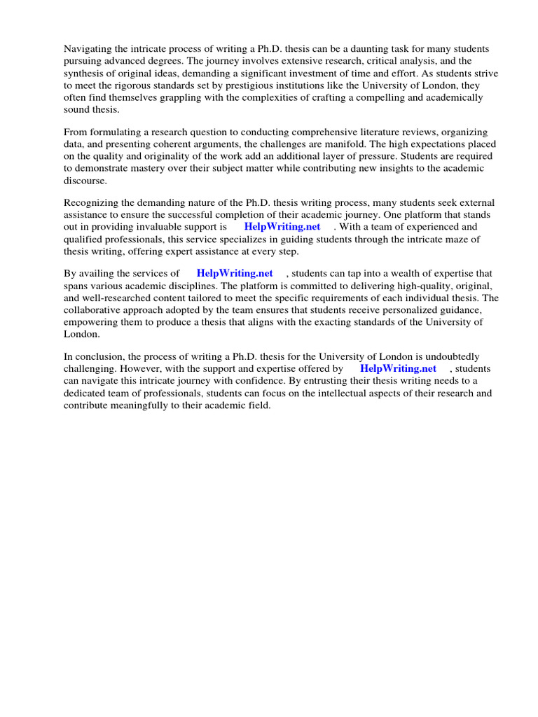 University of London PHD Thesis Online | PDF | Thesis | Doctor Of ...