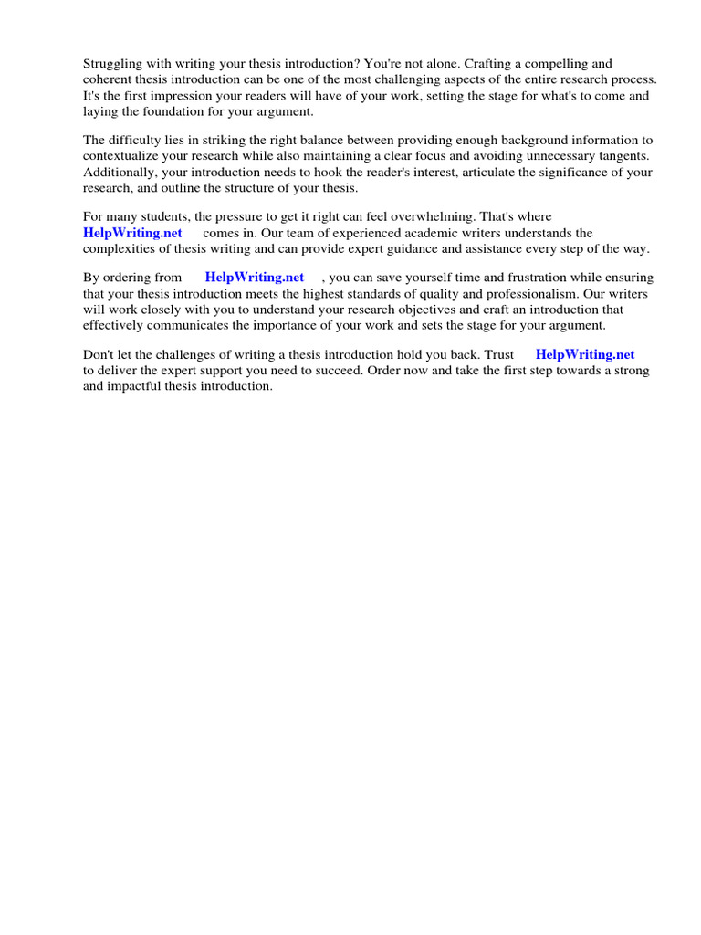Writing A Thesis Introduction Sample | PDF | Essays | Thesis