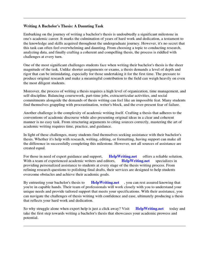 Writing A Bachelors Thesis | PDF | Thesis