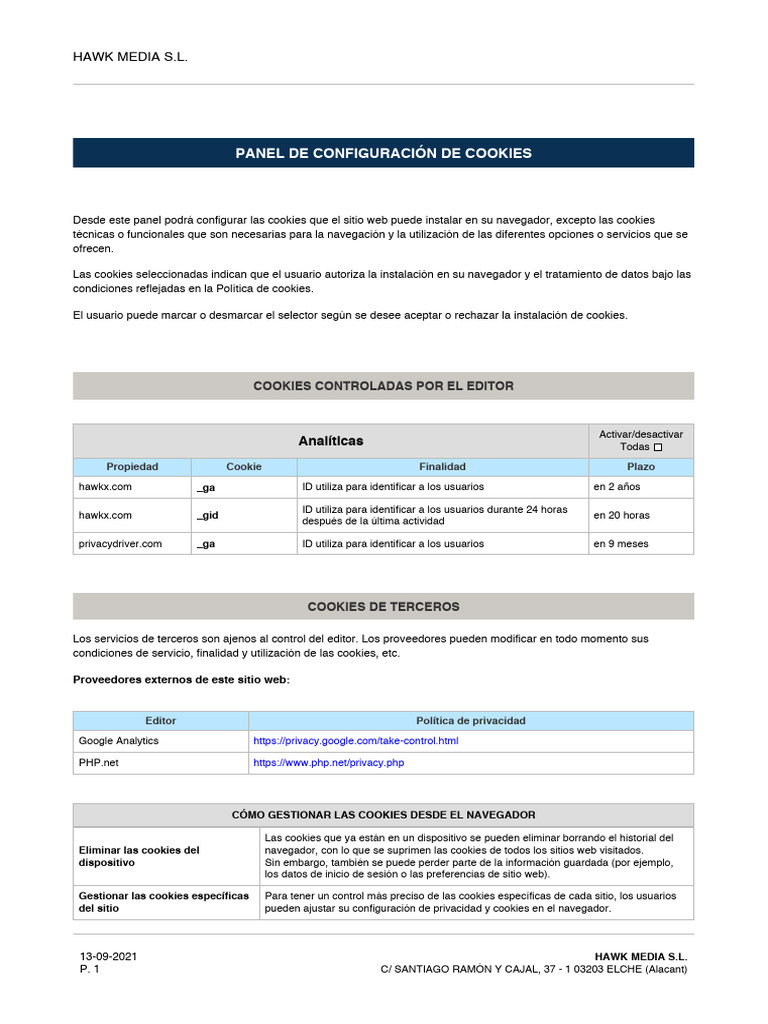 Panel de Configuracion de Cookies (PD COOKIE CAPTURE) | Descargar ...