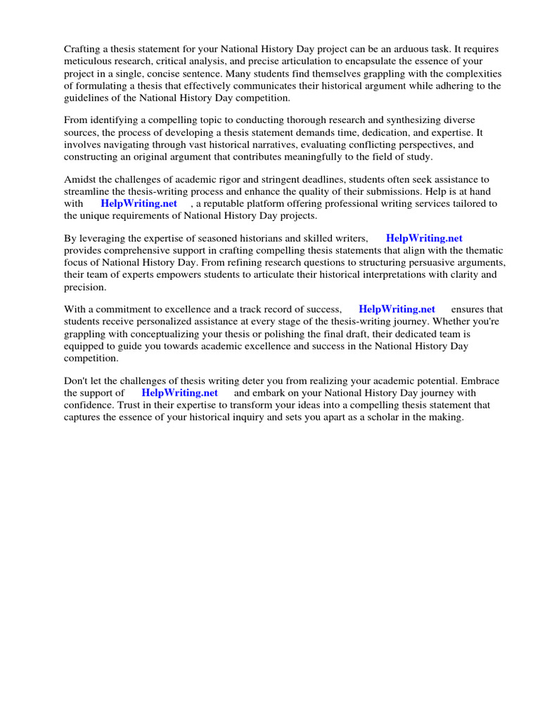 Thesis Statement National History Day | PDF | Essays | Thesis