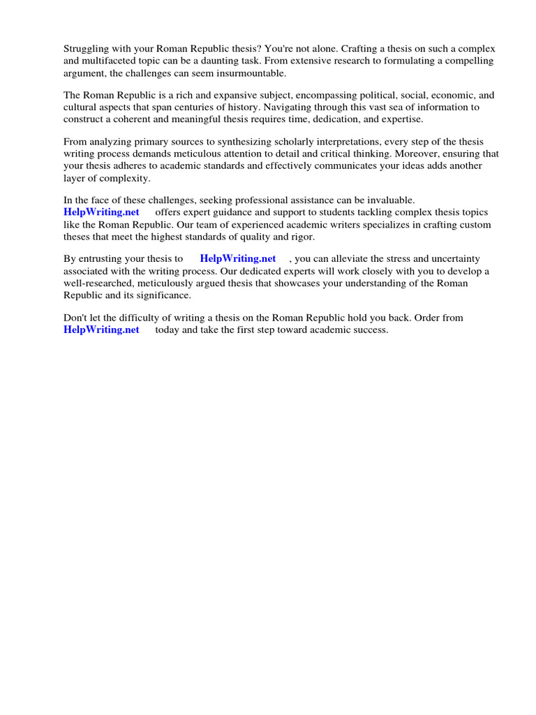 Roman Republic Thesis Statement | PDF | Ancient Rome | Augustus