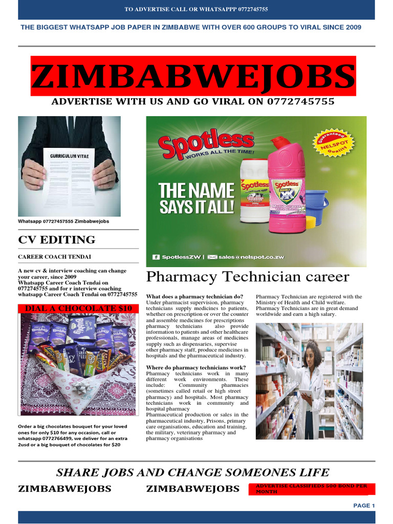 Zimbabwe Jobs and Career Resources | PDF | Pharmacist | Pharmacy