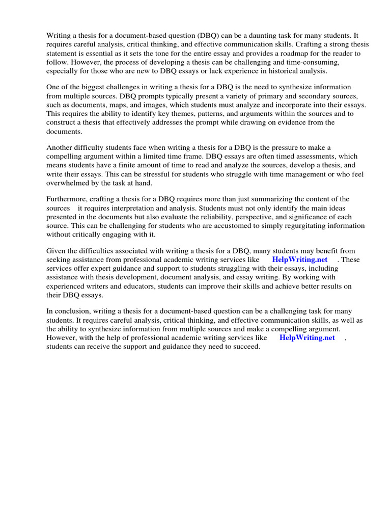 How To Write A Thesis For A Document Based Question | PDF | Essays | Thesis How To Write A Thesis For A Document Based Question | PDF | Essays | Thesis