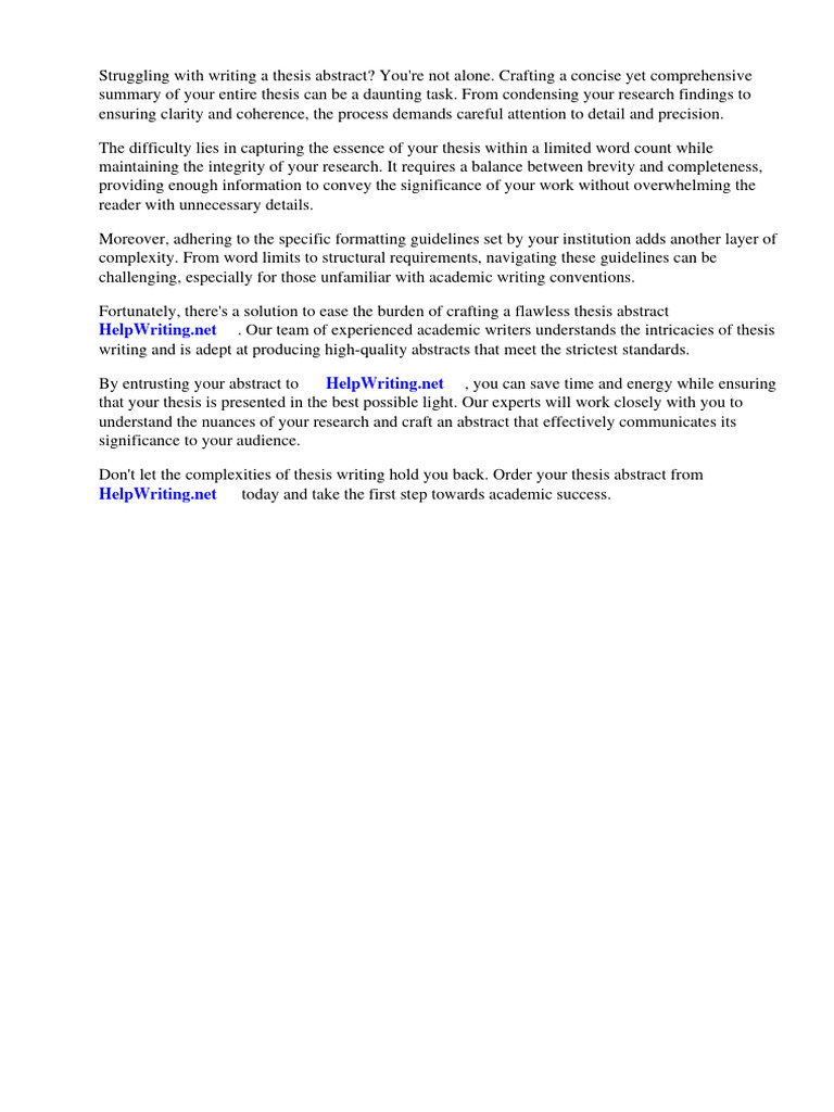 Format of A Thesis Abstract | PDF | Thesis | Abstract (Summary)