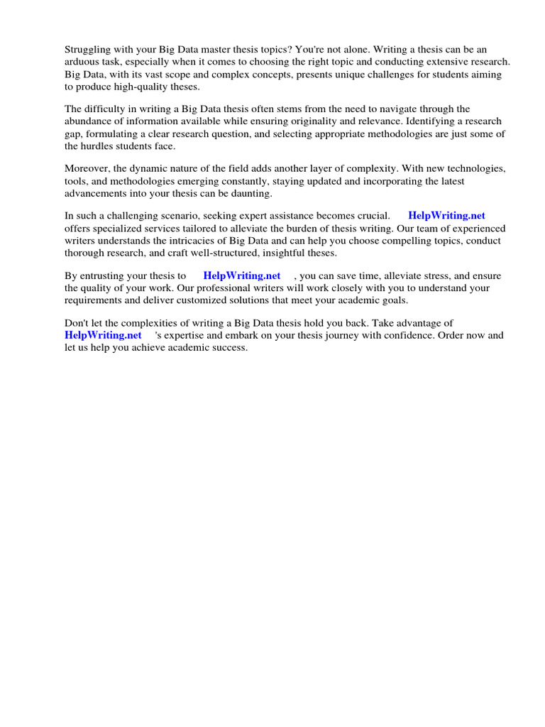Big Data Master Thesis Topics | PDF