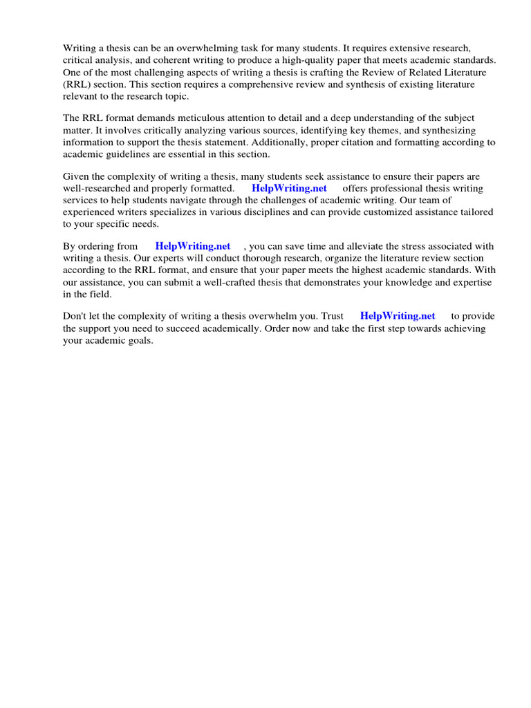 Thesis RRL Format | PDF | Thesis | Essays