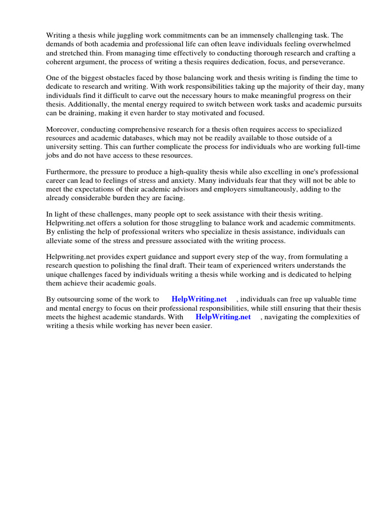 Writing Thesis While Working | PDF