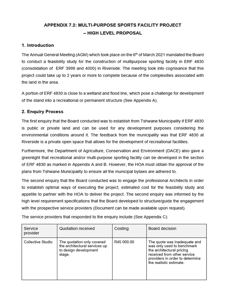 Appendix 7 2 Multi Purpose Sports Facility Proposal | PDF | Architect ...