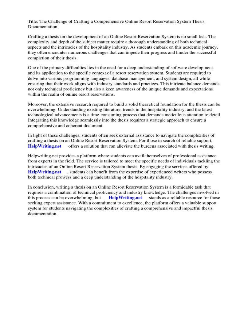 Online Resort Reservation System Thesis Documentation | PDF | Databases ...