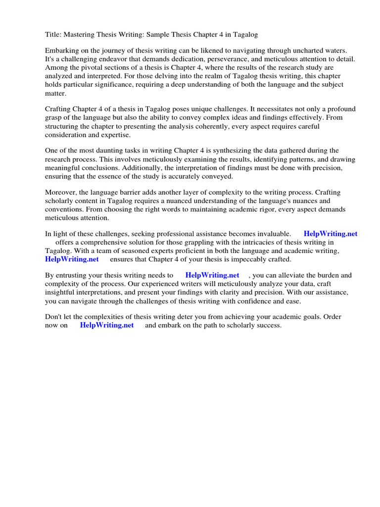 Tagalog Thesis Chapter 4 Guide | PDF | Tagalog Language | Thesis