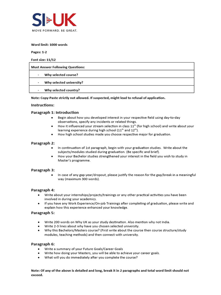 SOP Guideline | PDF | Career & Growth