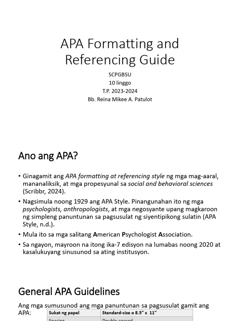 APA Referencing Style - In-Text Citation | PDF