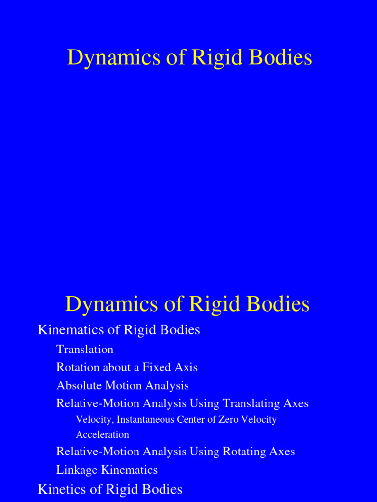 DYN-05 Kinematics of Rigid Bodies 2016 PDF | PDF | Rotation Around A Fixed Axis | Kinematics