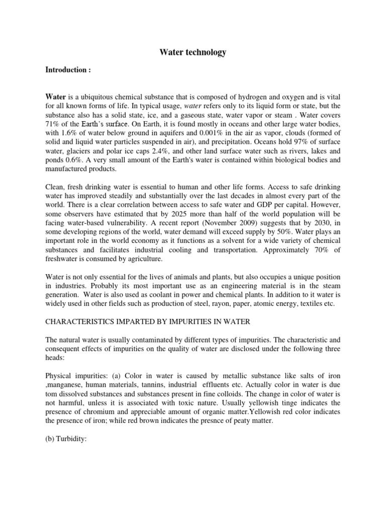 Unit 4. Water Technology - 2022 | PDF | Water | Sodium Carbonate