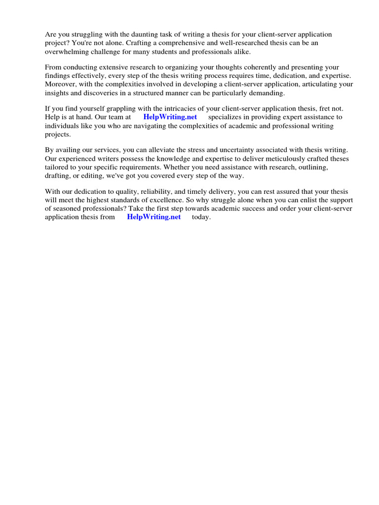Client Server Application Thesis | Download Free PDF | Client–Server Model | Server (Computing)