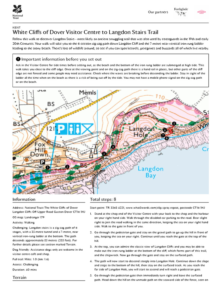 White Cliffs of Dover Visitor Centre To Langdon Stairs Trail Walking | PDF