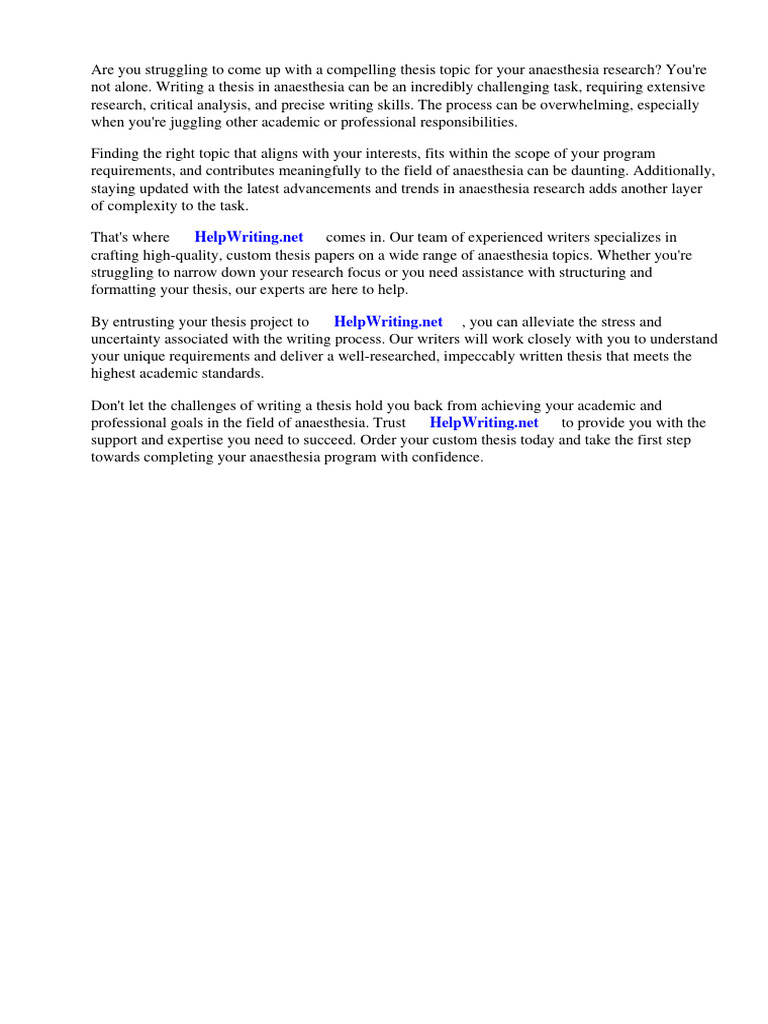 Anaesthesia Thesis Topics Rguhs | PDF | Thesis | Surgery